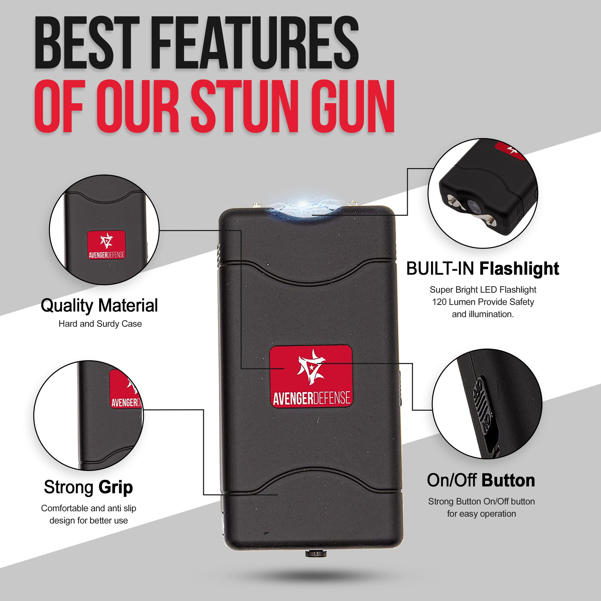 Rechargeable Stun Gun With Pepper Spray 350KV Mini Stun Gun For Self ...